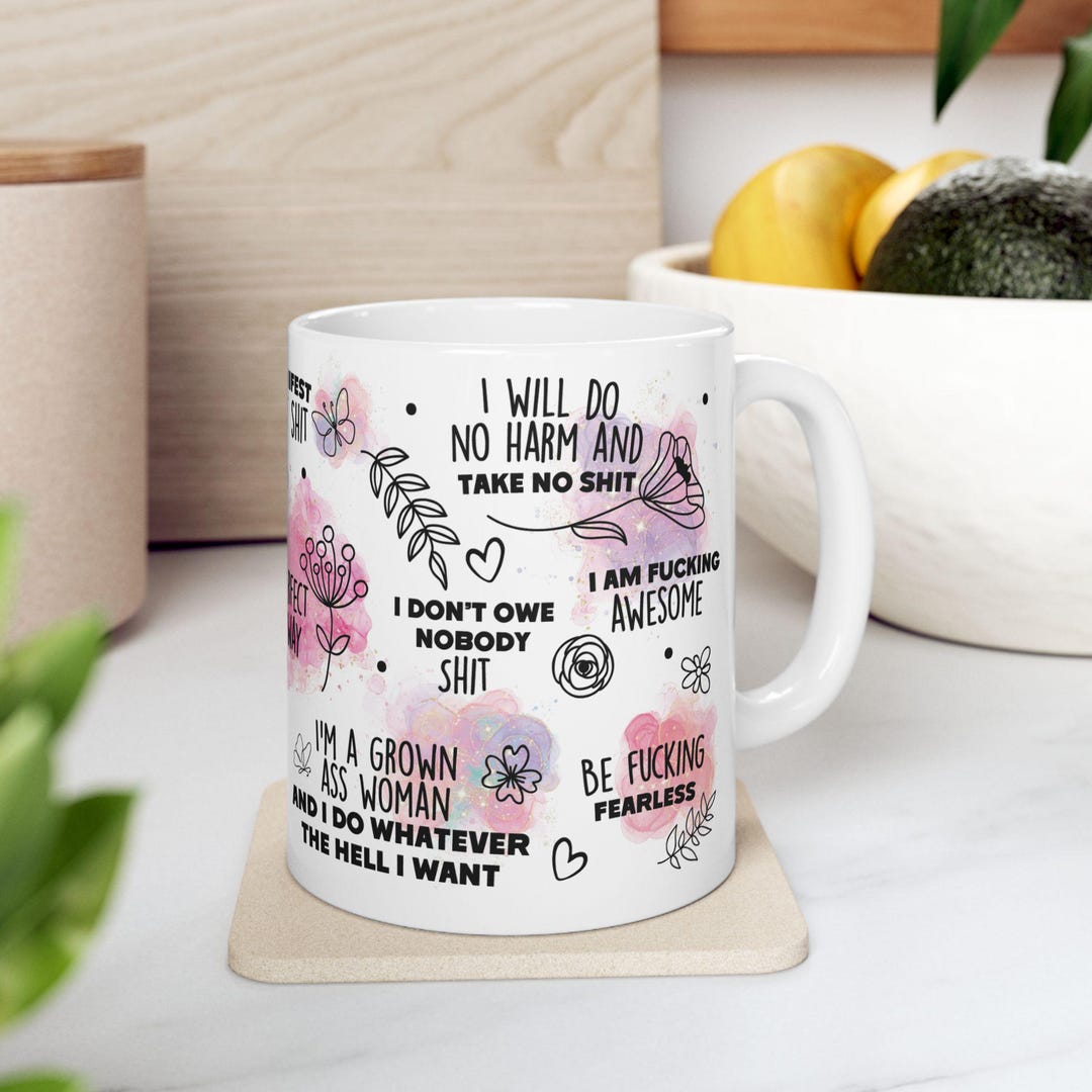 Swear Word Positive Affirmation Ceramic Mug, Funny Coffee Cup ...