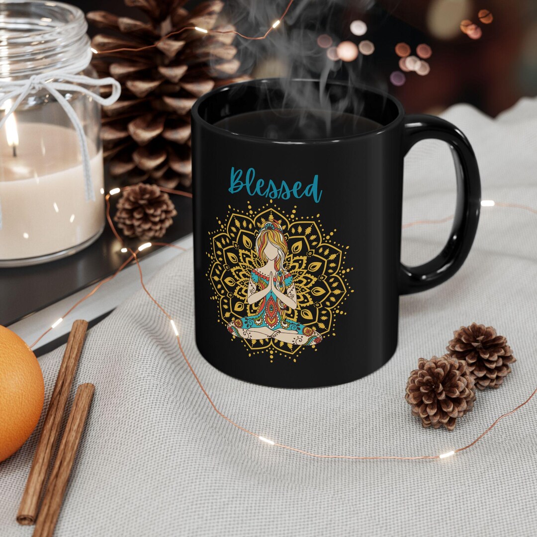 Mug, Blessed Namaste Mandala Design Inspirational, Positive Vibes, Yoga ...