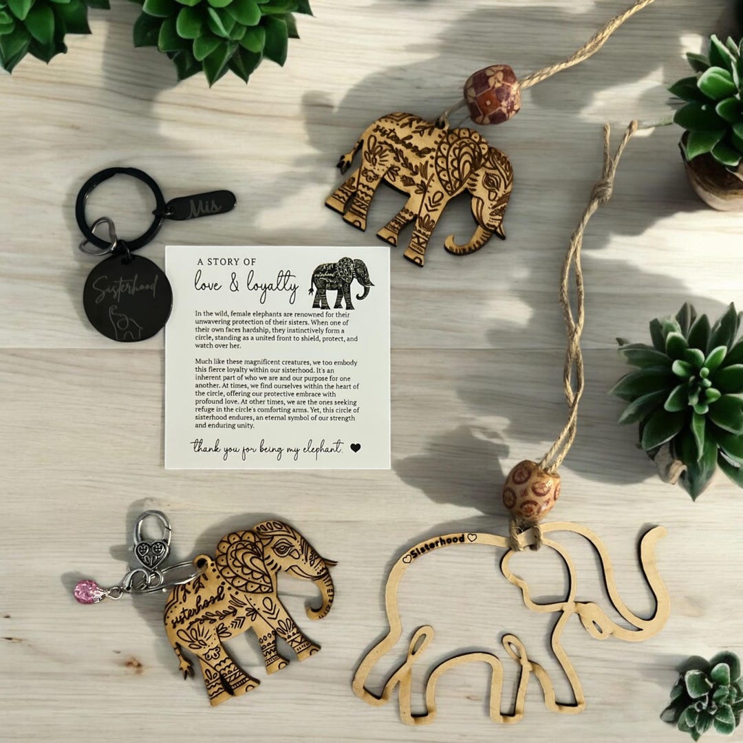 Sisterhood Elephant Keychain & Poem Elephant Ornament Gift for Best ...
