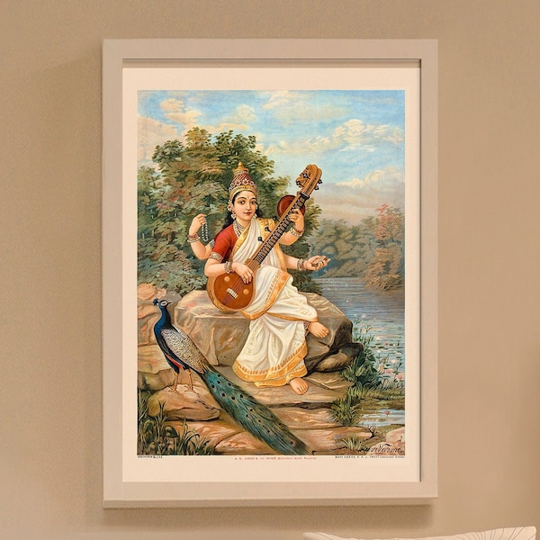 Hindu Goddess Maheshvari Nandi Sticker 1880-1890 Retro Calcutta Kolkata ...