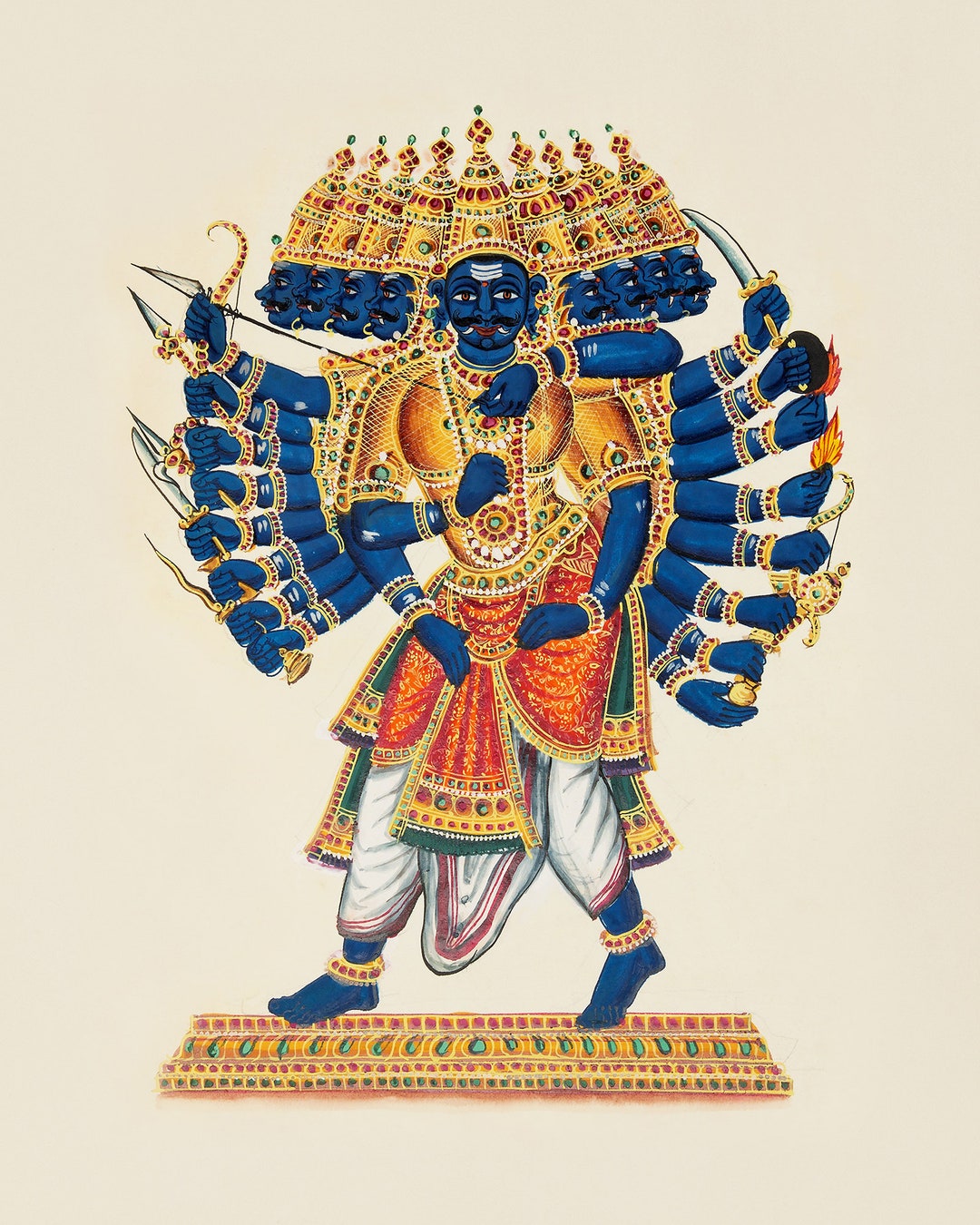 Hindu God Ten Faced Ravana Dasamukha | Printable Wall Decor | Instant ...