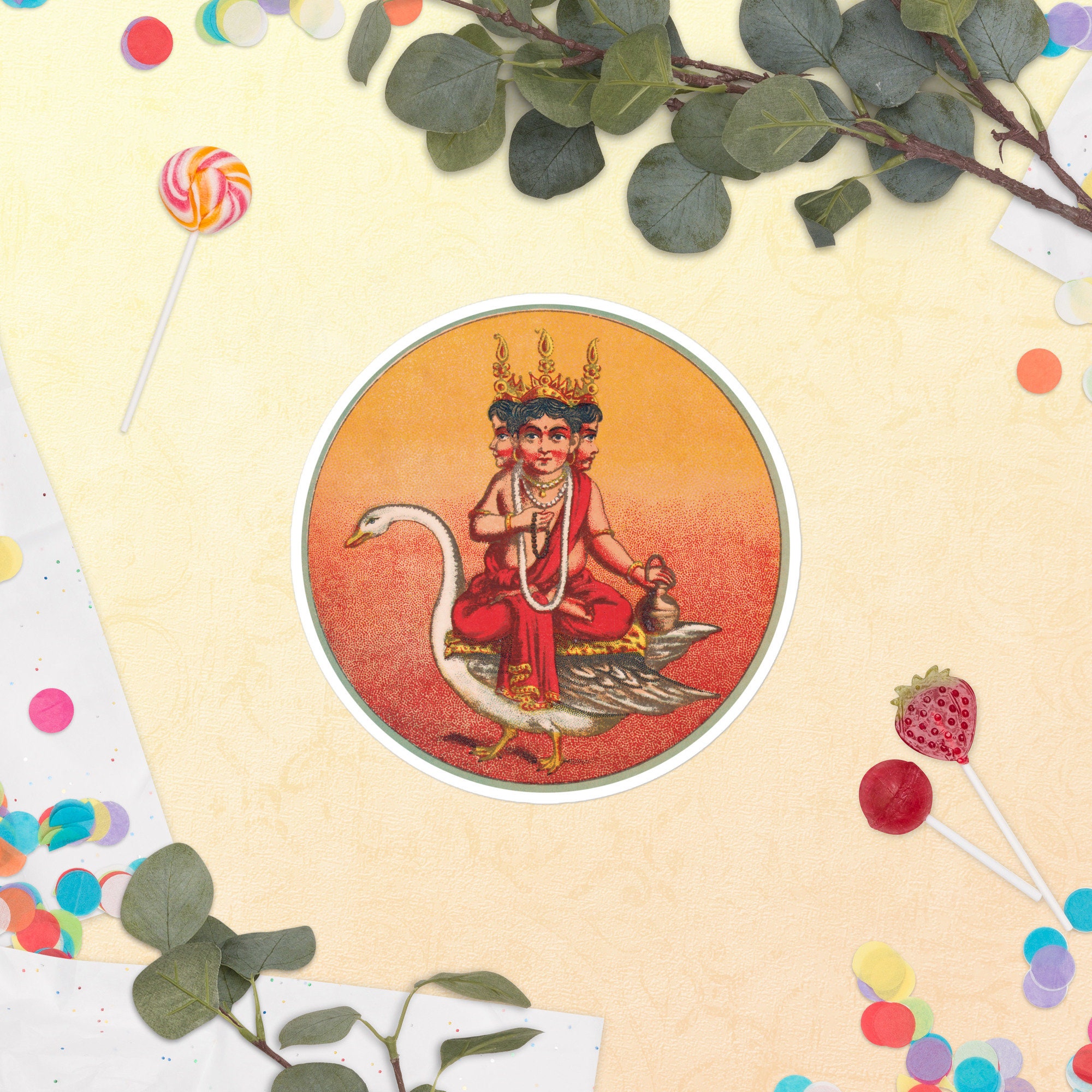 Hindu Gods Brahma Hamsa Sticker | 1880-1890 Retro Calcutta Kolkata ...