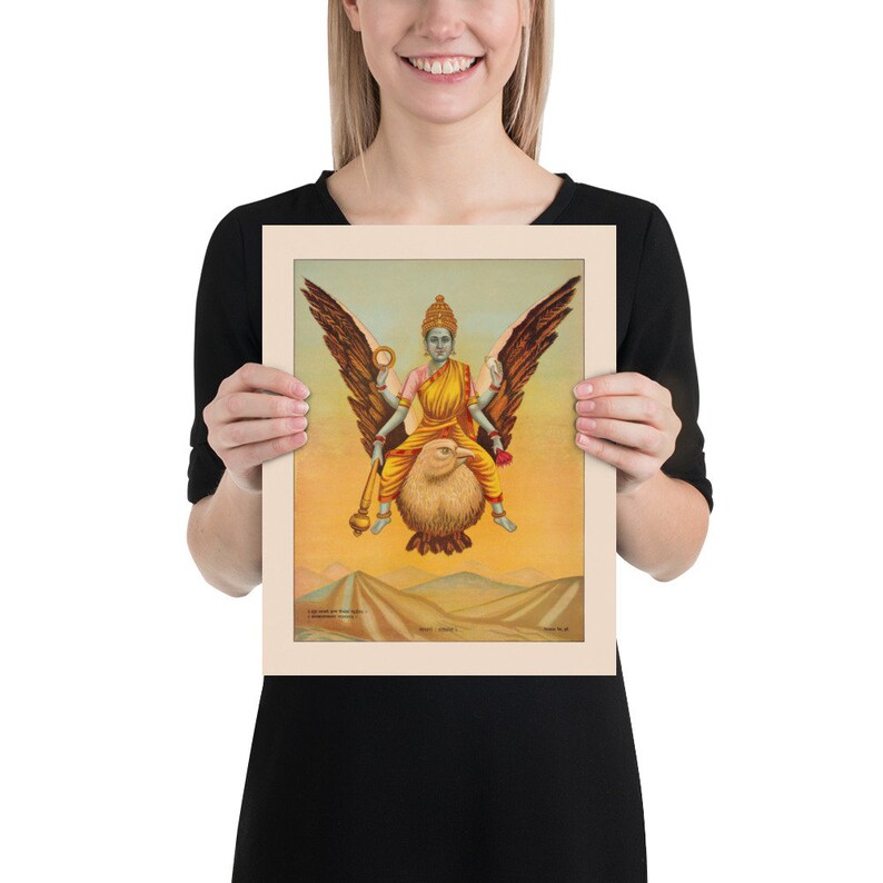 Hindu Goddess Sarasvati Matte Paper Wall Art | Vintage India Poster ...