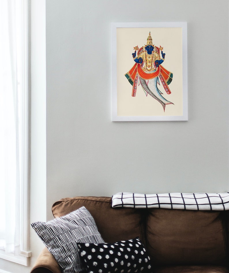 Hindu God Vishnu as Matsya (fish) | Printable Wall Decor | Instant ...