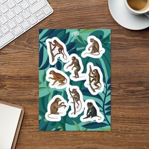 8" X 6" Monkey Safari Primate Sticker Sheet Number 1 Vintage Nursery ...