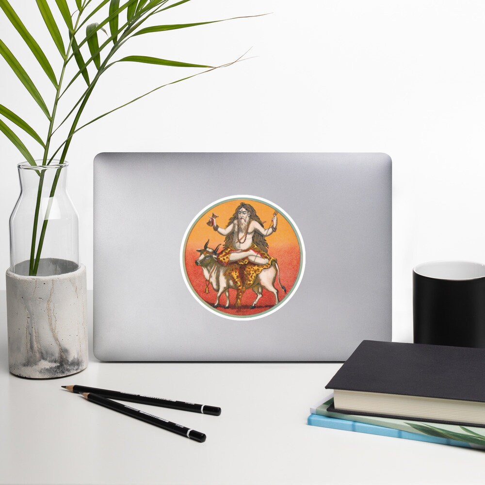 Hindu Gods Shiva Nandi Sticker | 1880-1890 Retro Calcutta Kolkata India ...