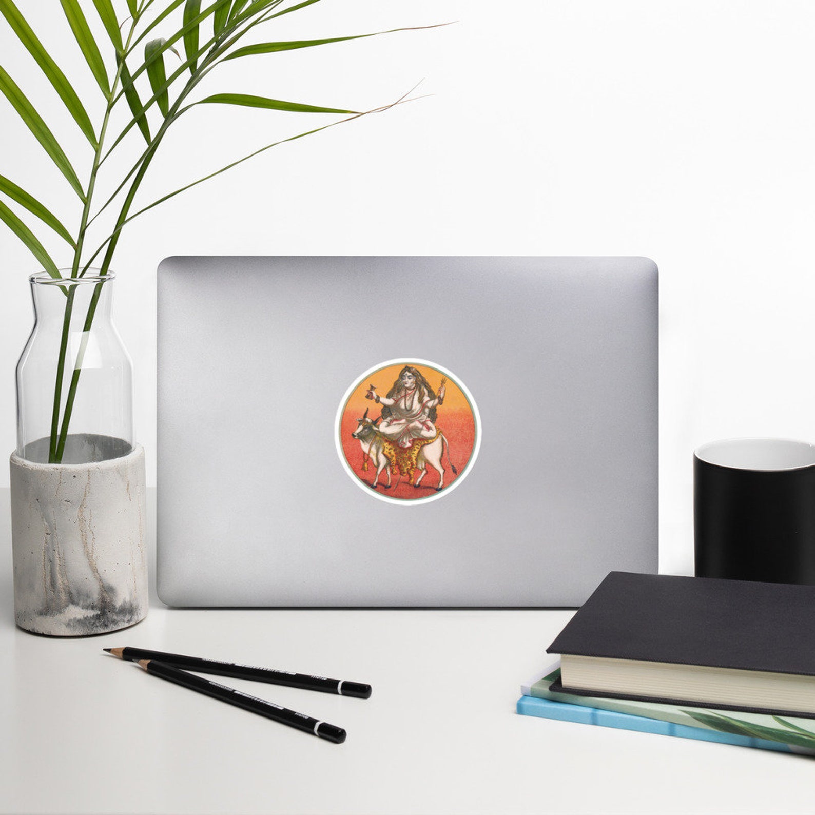 Hindu Goddess Maheshvari Nandi Sticker | 1880-1890 Retro Calcutta ...