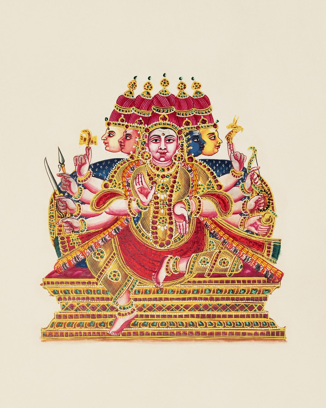 Hindu God Five Faced Panchanana Shiva | Printable Wall Decor | Instant ...