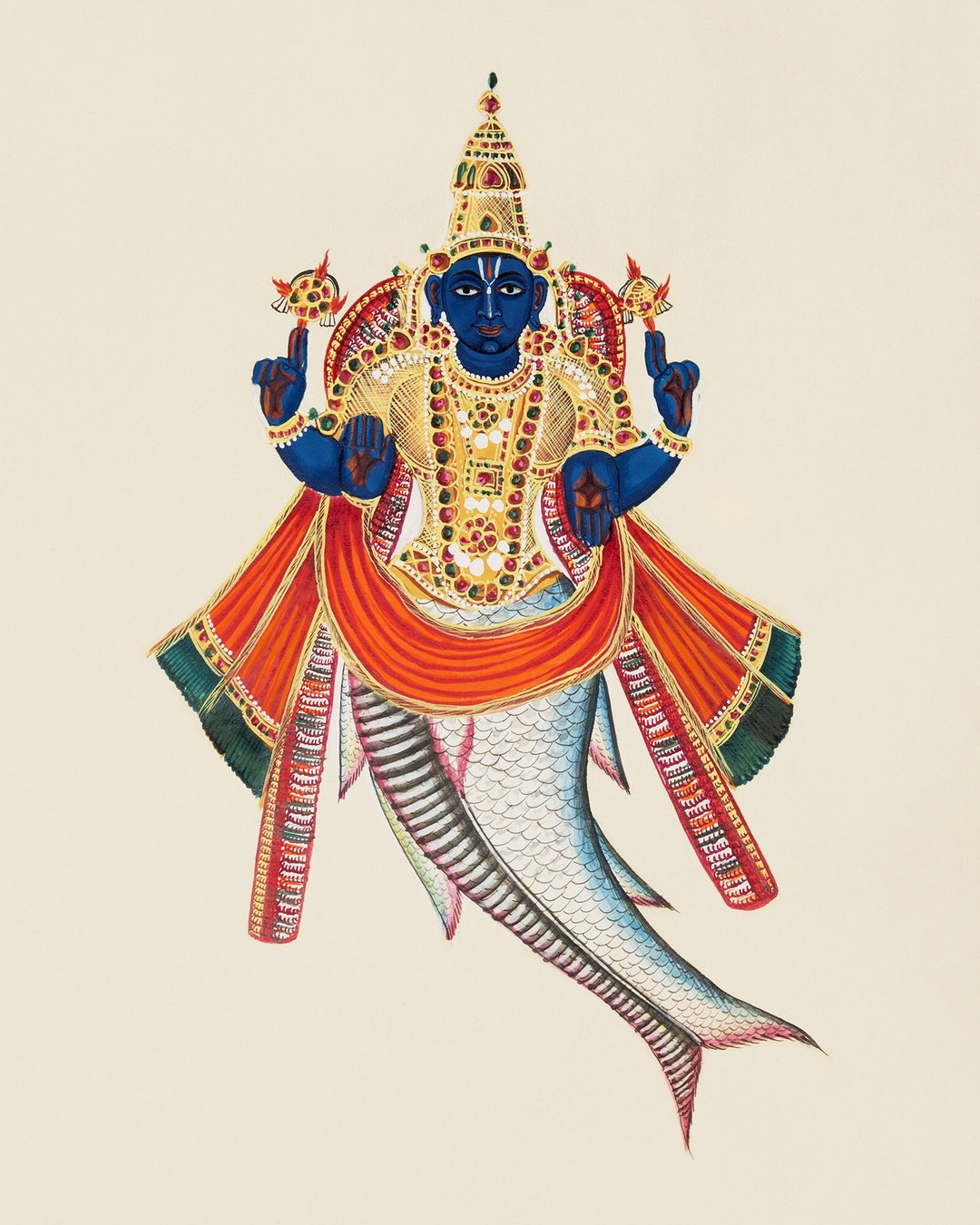 Hindu God Vishnu as Matsya (fish) | Printable Wall Decor | Instant ...