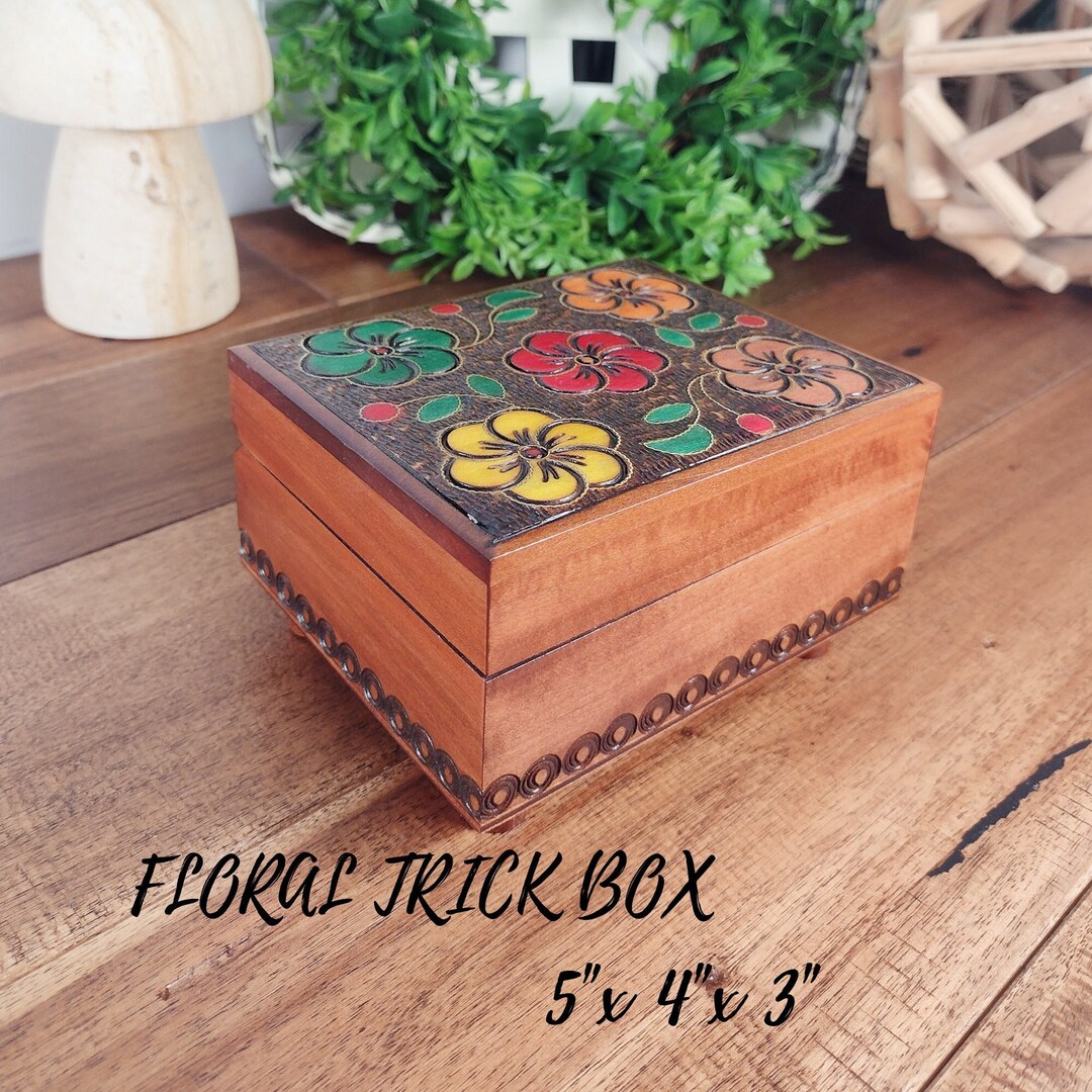 Floral Trick Box - Flower Box, Keepsake Box, Memory Box, Storage Box ...