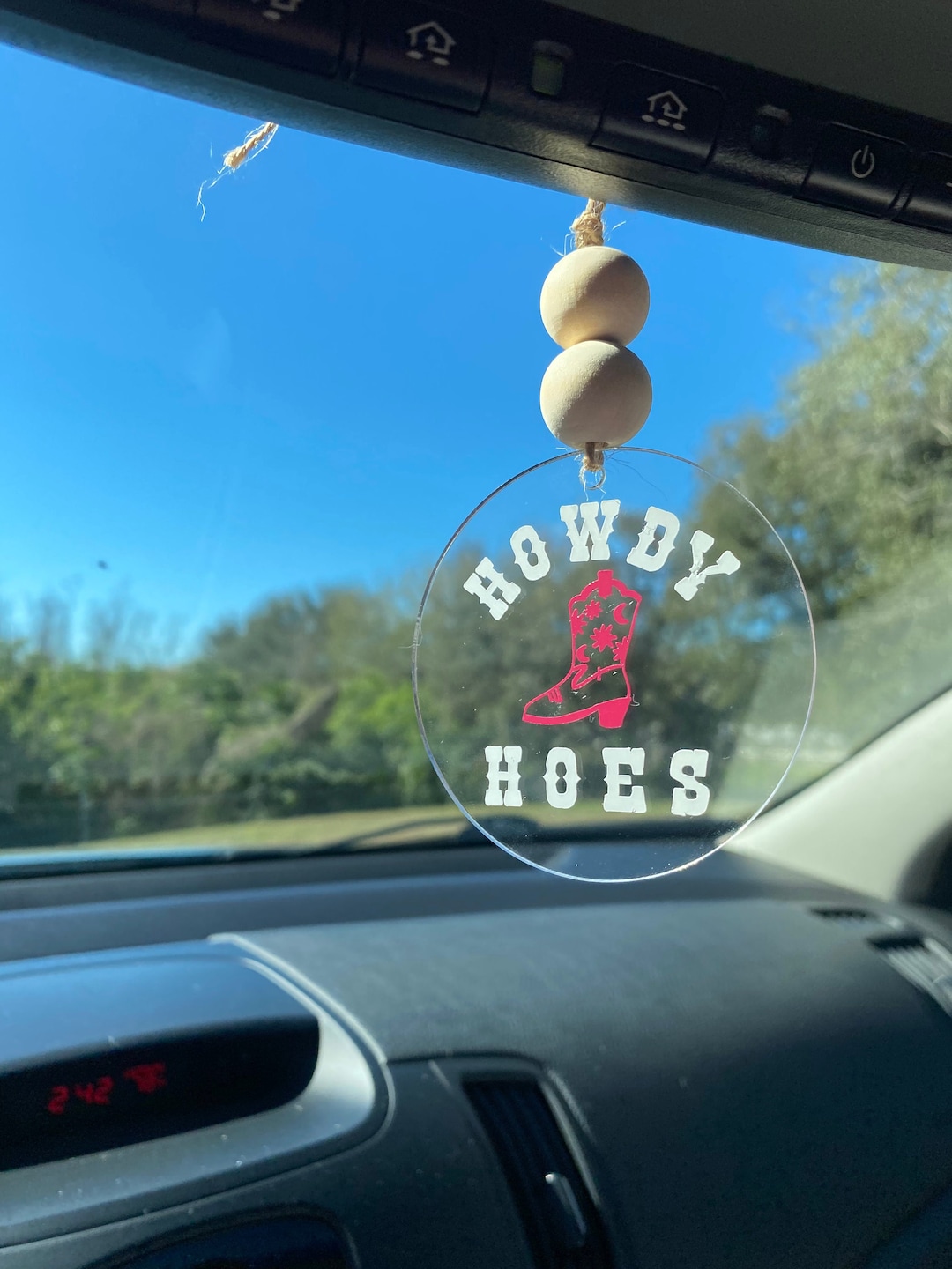 Howdy Hoes Rearview Mirror Hanging Car Accessory, Cowgirl Car Charm ...