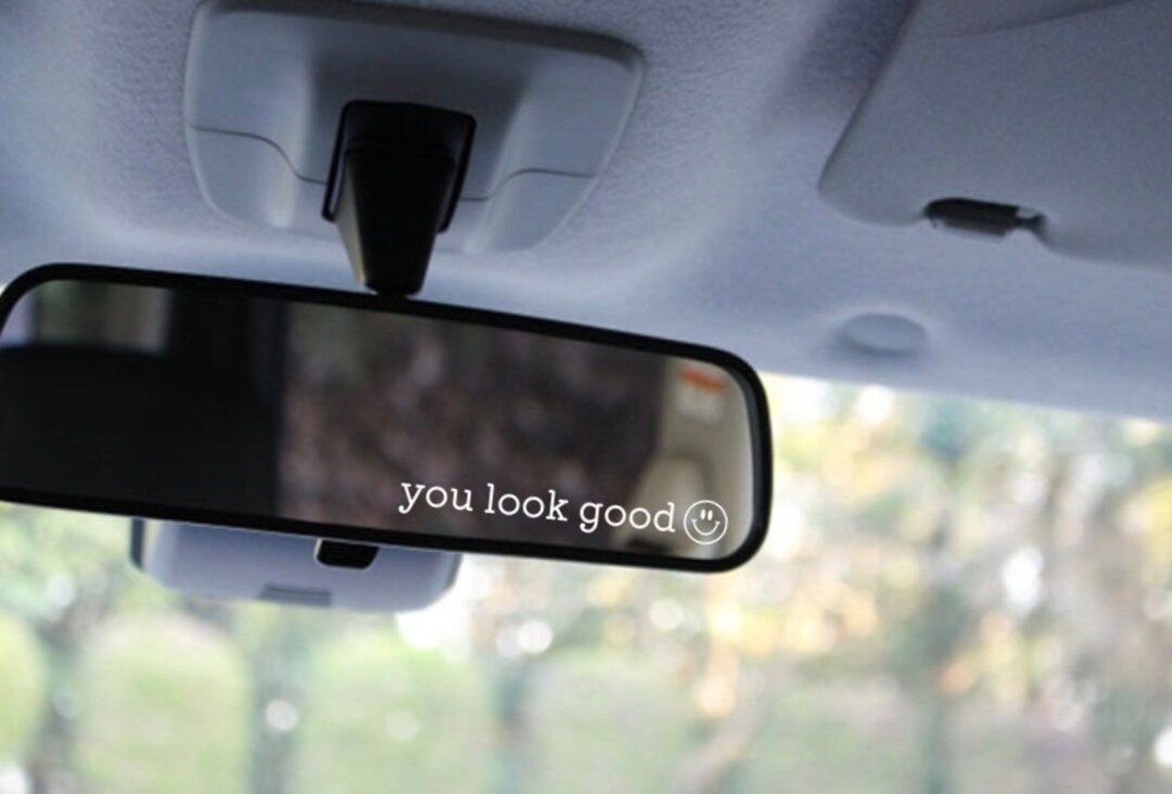 Trendy Rear View Mirror Decal, Car Mirror Sticker, Preppy Car Decor ...