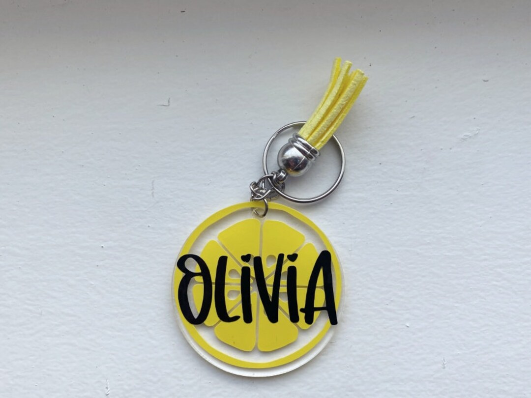2 Inch Acrylic Lemon Keychain Personalized With Name, Summer Keychain ...