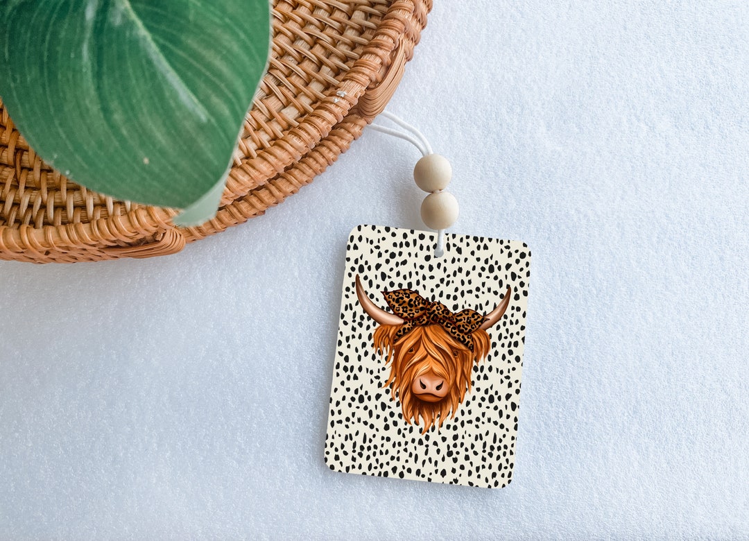 Cute Cow Dots Western Rear View Mirror Felt Freshie, Double Sided Essential Oil Diffuser, Boho ...