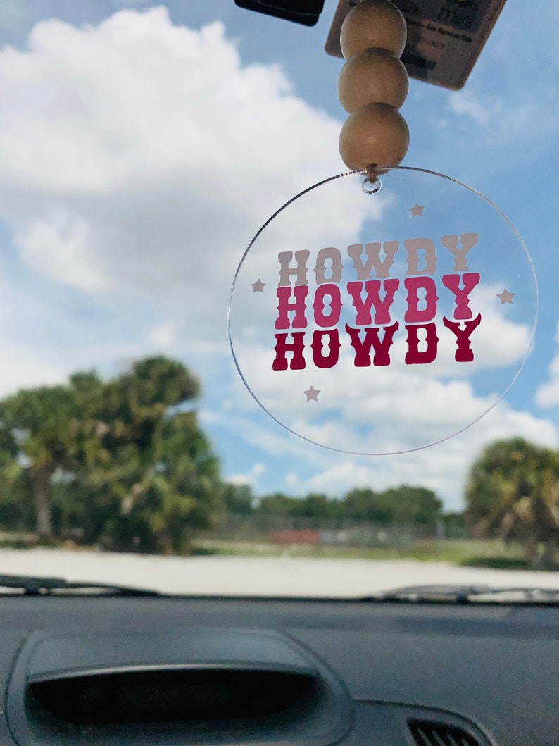 Howdy Rear View Mirror Hanging Car Accessory 3 Inch Round - Etsy