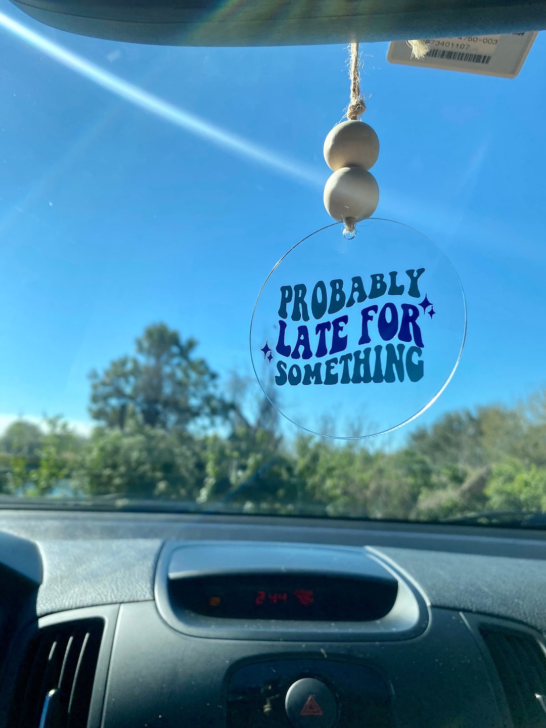Probably Late for Something Car Charm, Rear View Mirror Hanger, Trendy ...