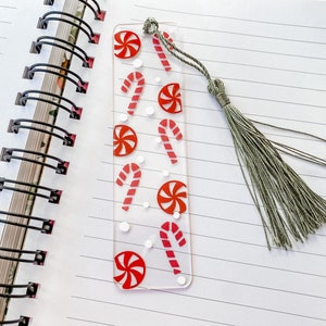 Acrylic Christmas Bookmark, Candy Cane Bookmarker, Holiday Bookmark ...