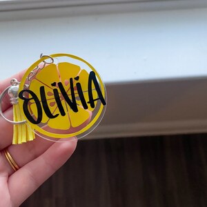 2 Inch Acrylic Lemon Keychain Personalized With Name, Summer Keychain ...