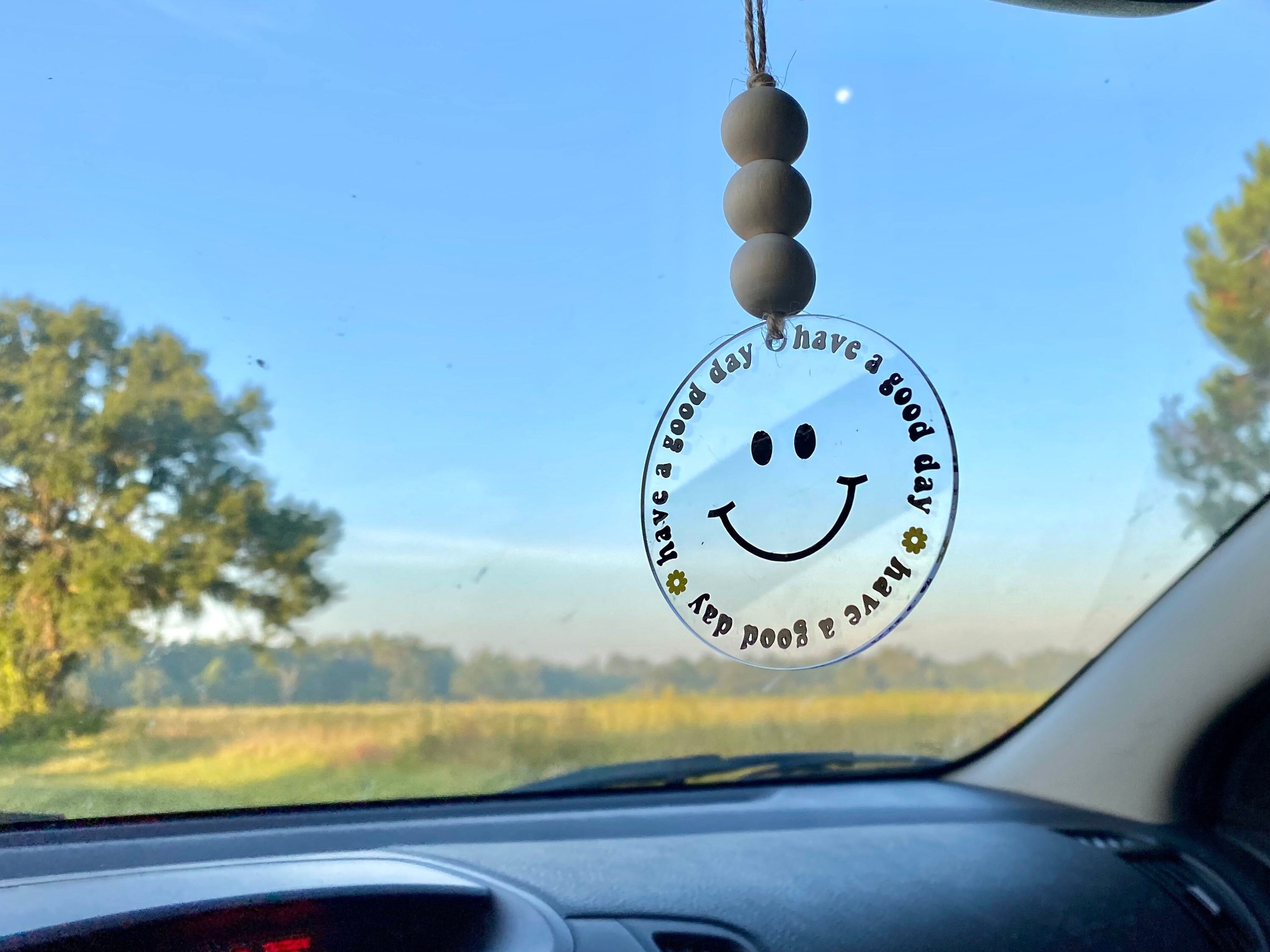Smiley Have a Good Day Rear View Mirror Car Charm Car - Etsy