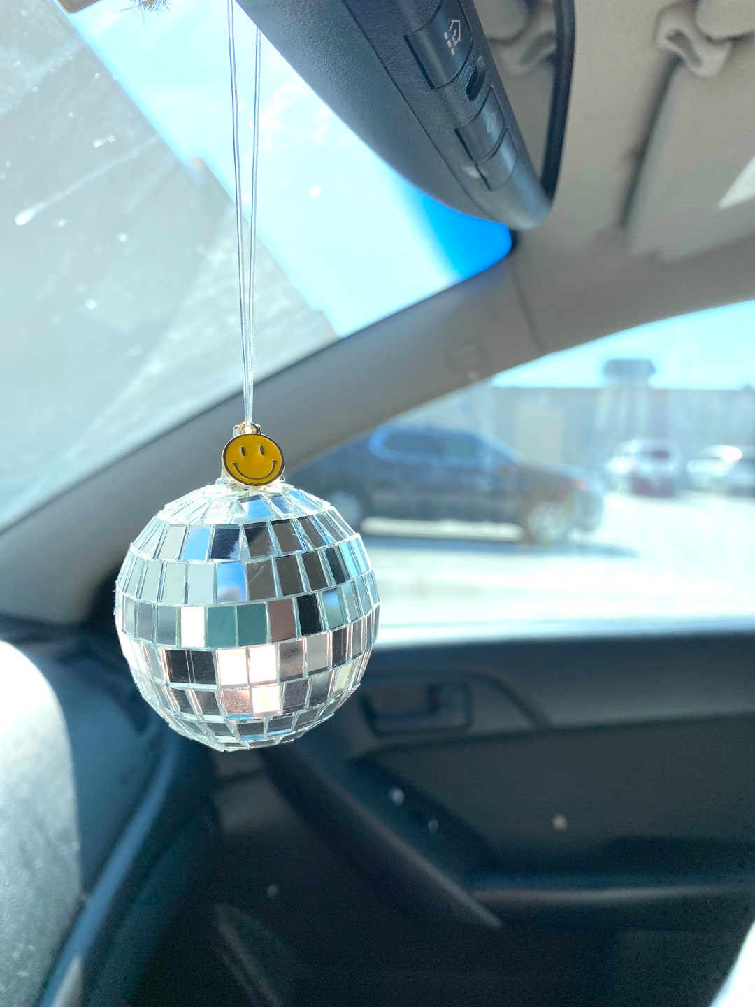 Disco Ball Car Charm, Disco Rearview Hanger, Trendy Rear View Mirror ...