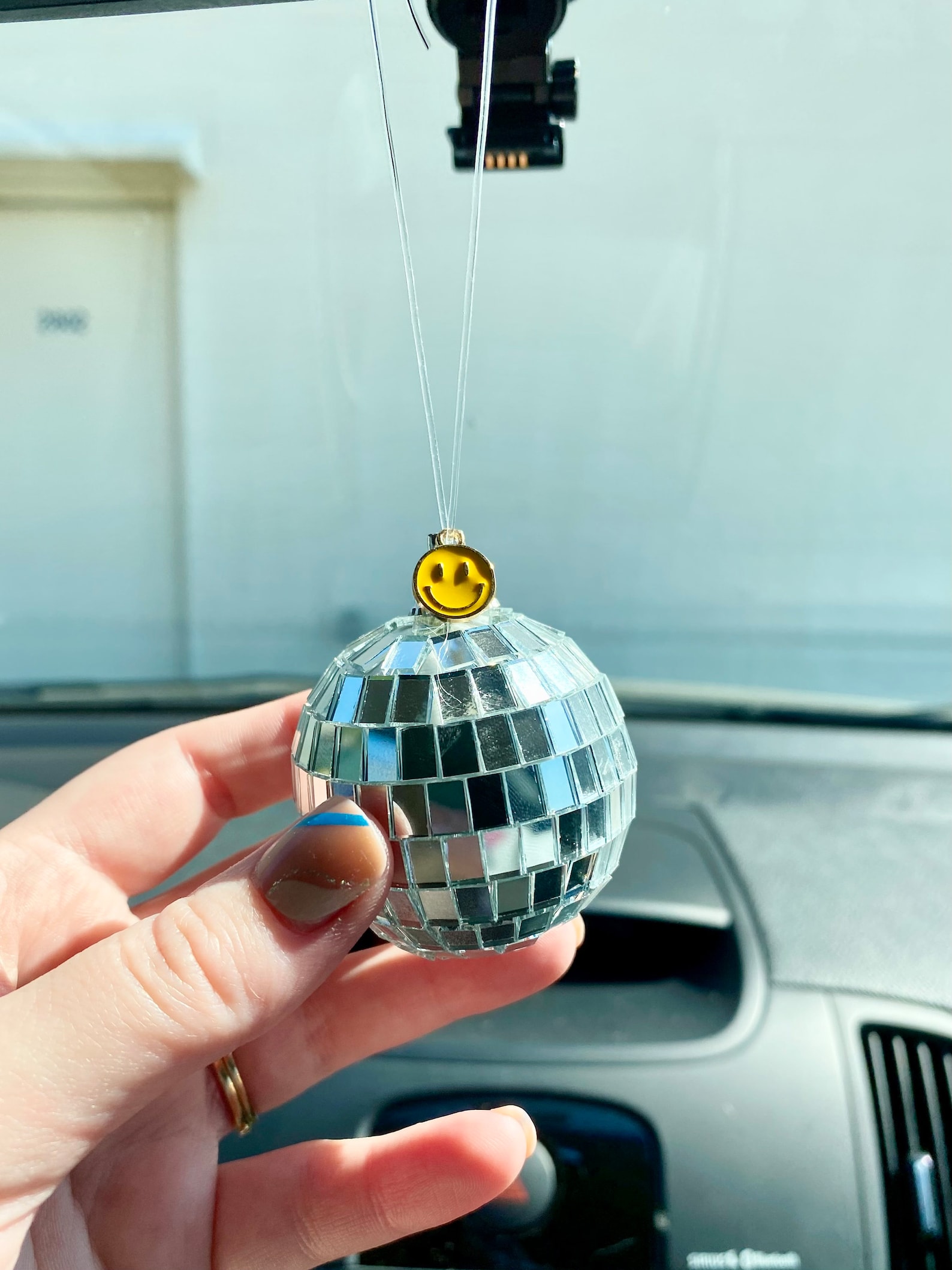 Disco Ball Car Charm, Disco Rearview Hanger, Trendy Rear View Mirror ...