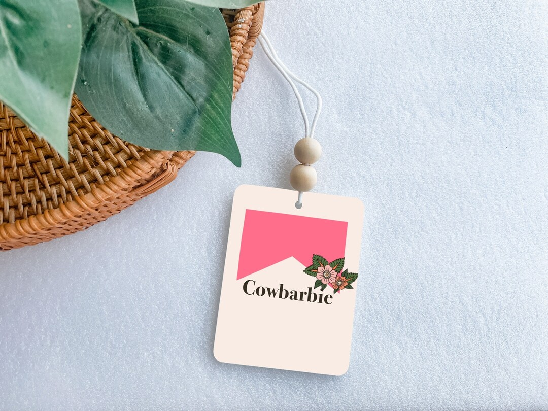 Cowbarbie Cowgirl Western Rear View Mirror Felt Freshie, Double Sided Scent Diffuser, Boho Car ...