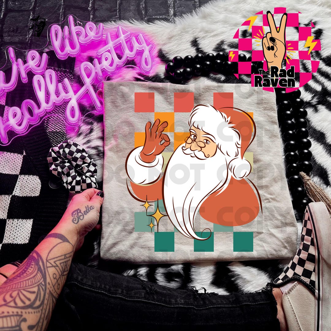 Cutesy Santa Checkered PNG, Santa PNG, Christmas PNG - Etsy
