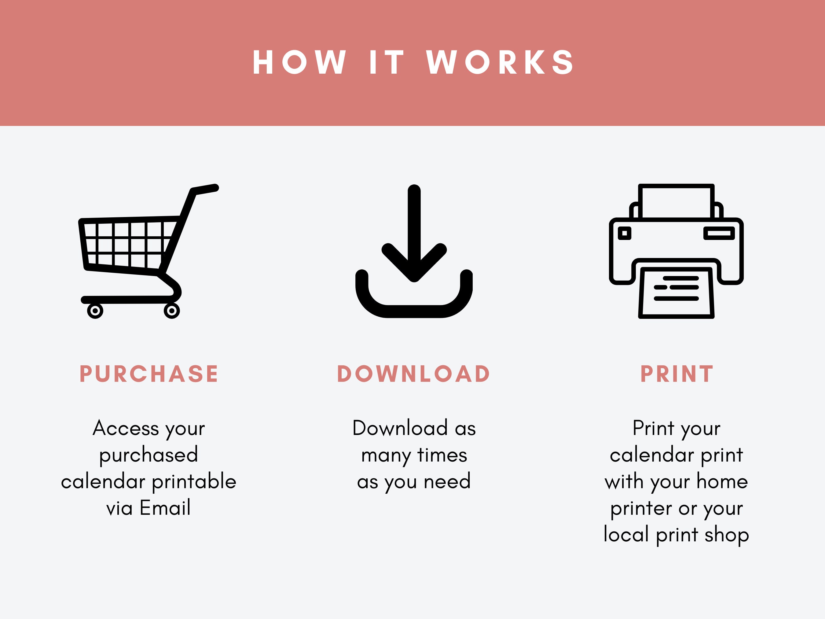 2024 Monthly Calendar Digital Download Instant Download 12 Month ...