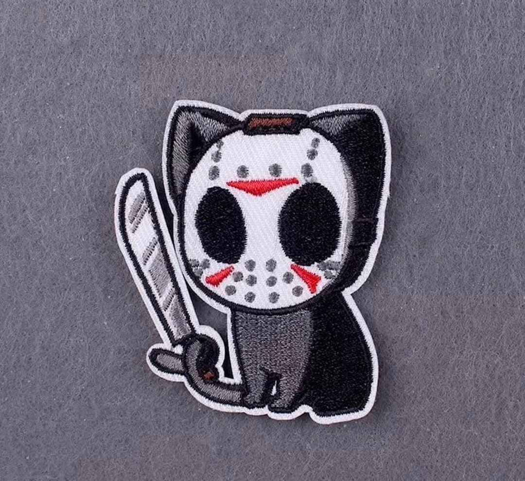 Cute Cat Wearing Jason Mask Iron on Patch Horror Addict Horror Movies ...
