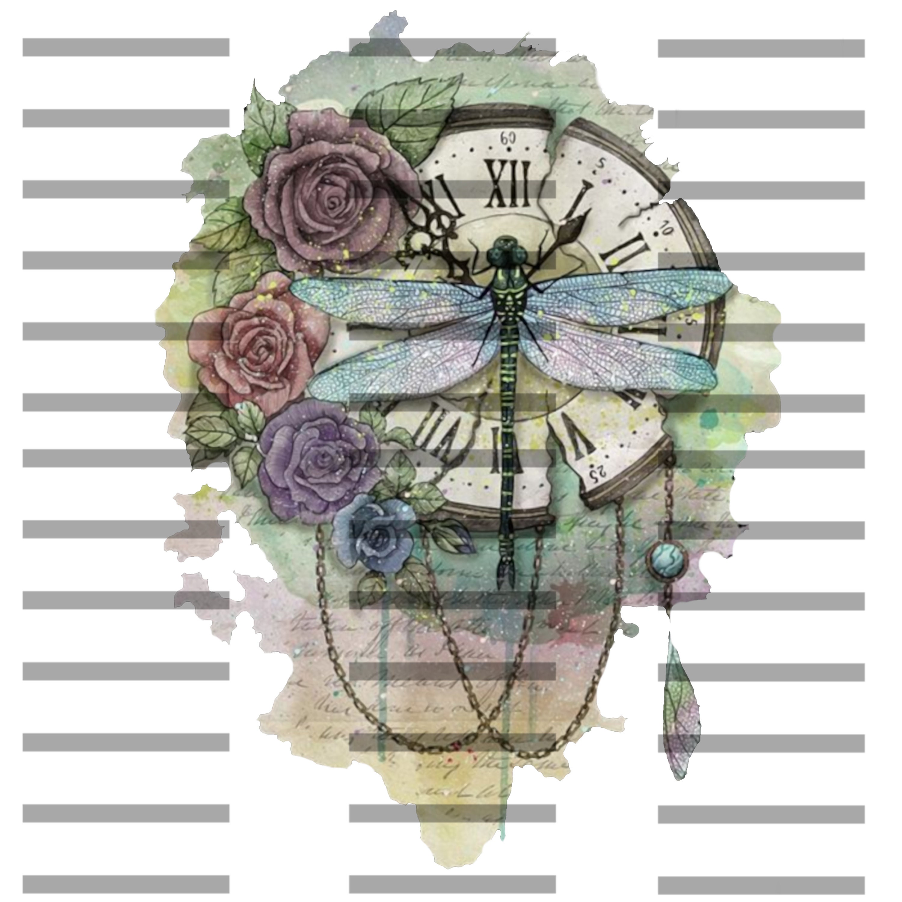 Dragonfly Pocket Watch Digital Image PNG Watercolor Vintage | Etsy