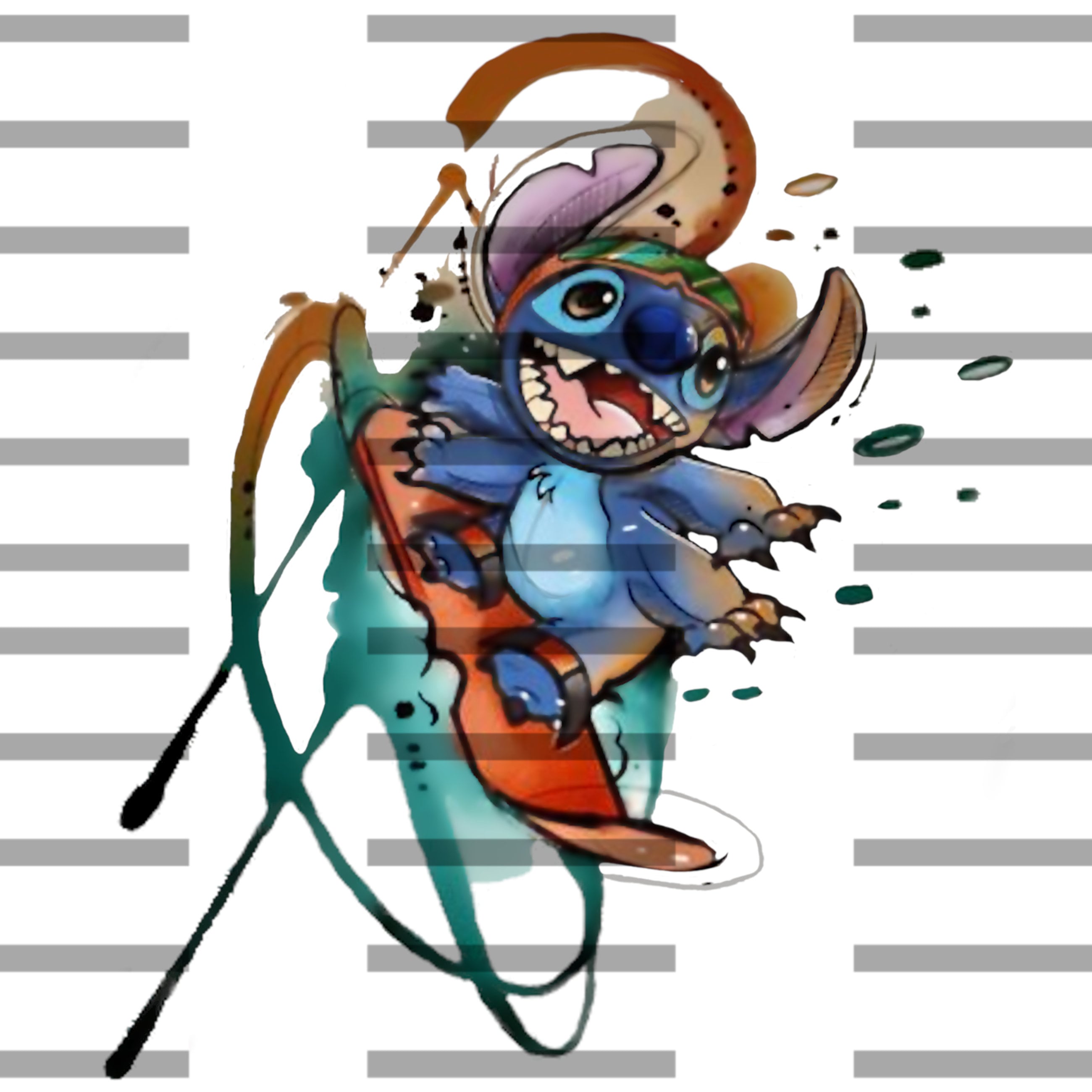 Cute Blue Alien Surfing and Sunset Digital Image PNG - Etsy