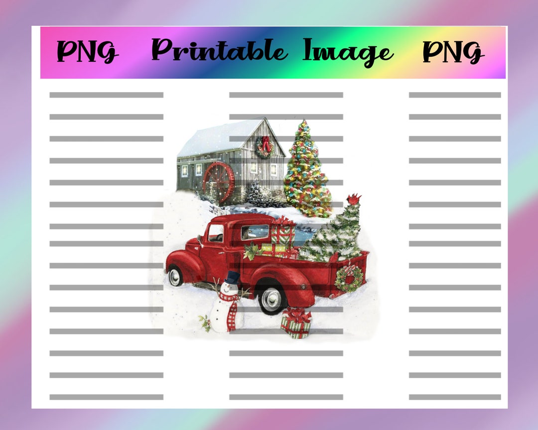 Old Fashioned Christmas Truck Farm Scene Digital Image PNG, Christmas ...