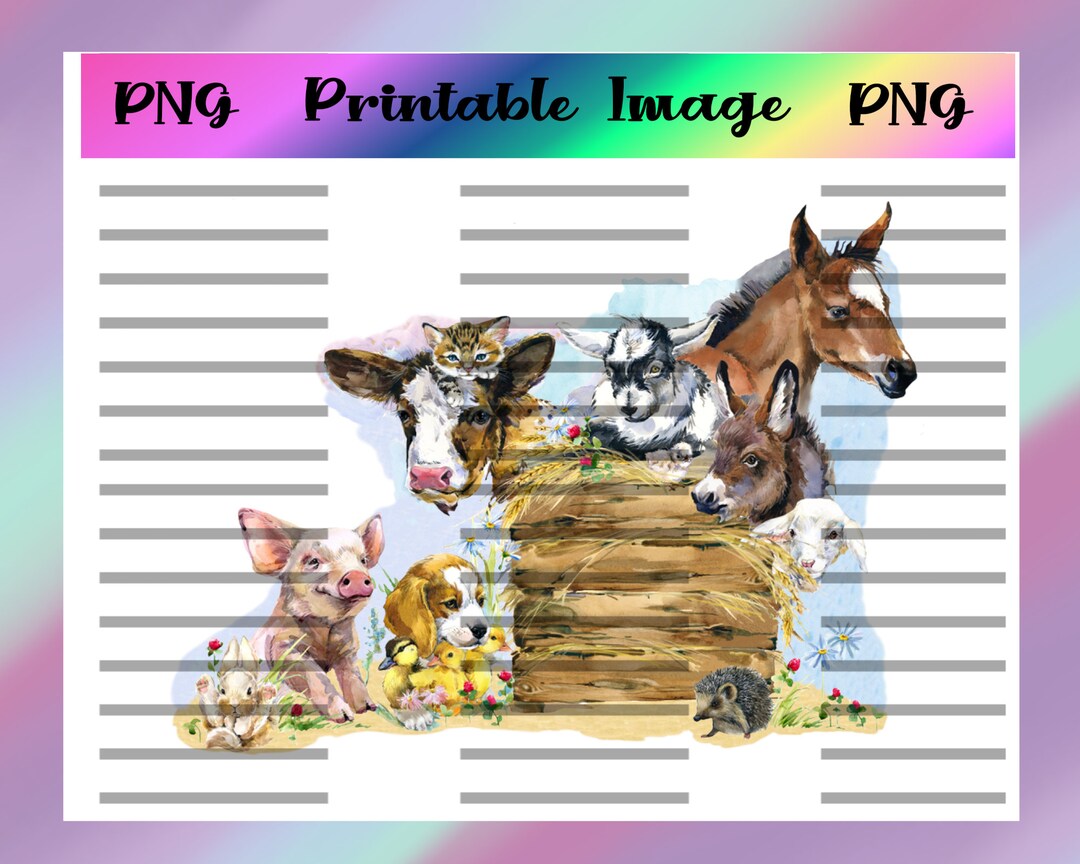Cute Farm Animals Digital Image PNG, Nursery Animals, Baby, Barn Yard ...