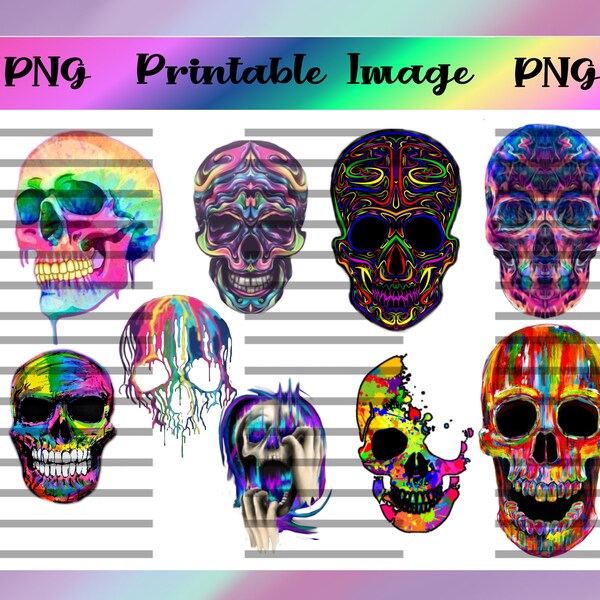 Colorful Sugar Skull - Etsy