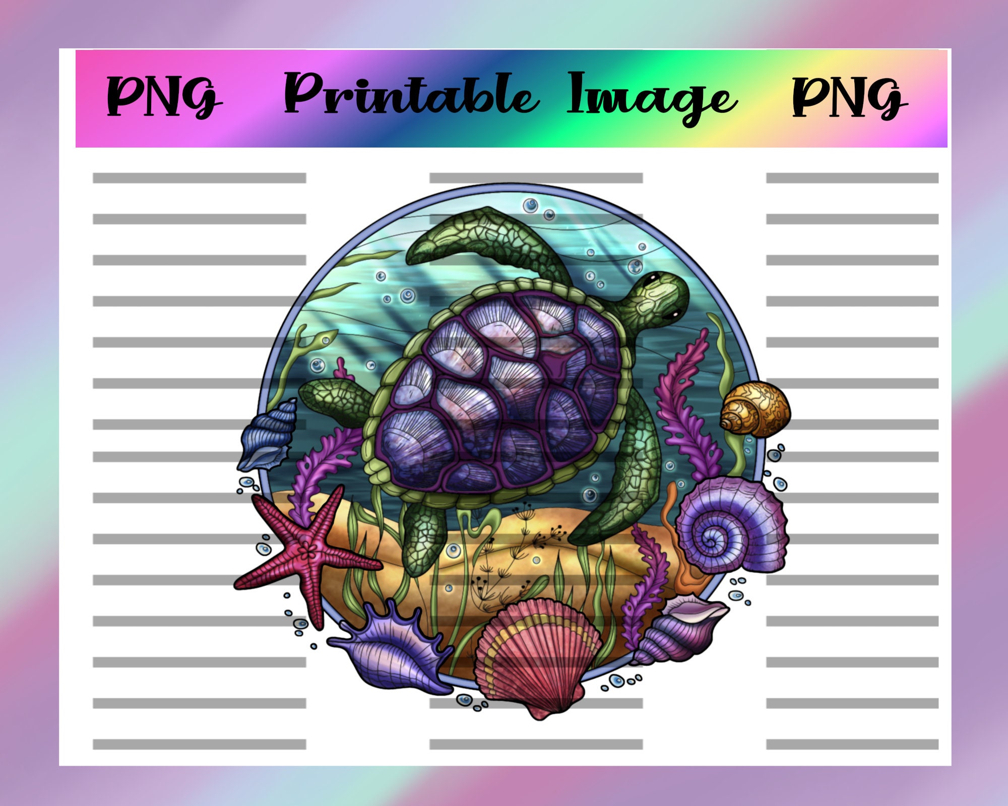 Ocean Sea Turtle With Aquatic Frame Digital Image PNG, Waterslide ...