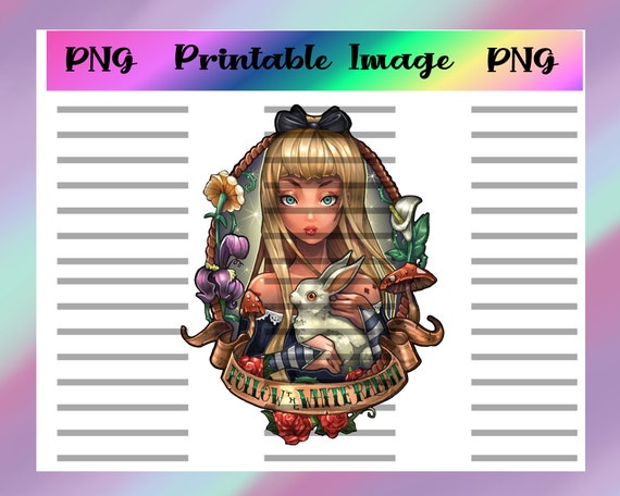 Follow the White Rabbit Alice Digital Image PNG Waterslide - Etsy