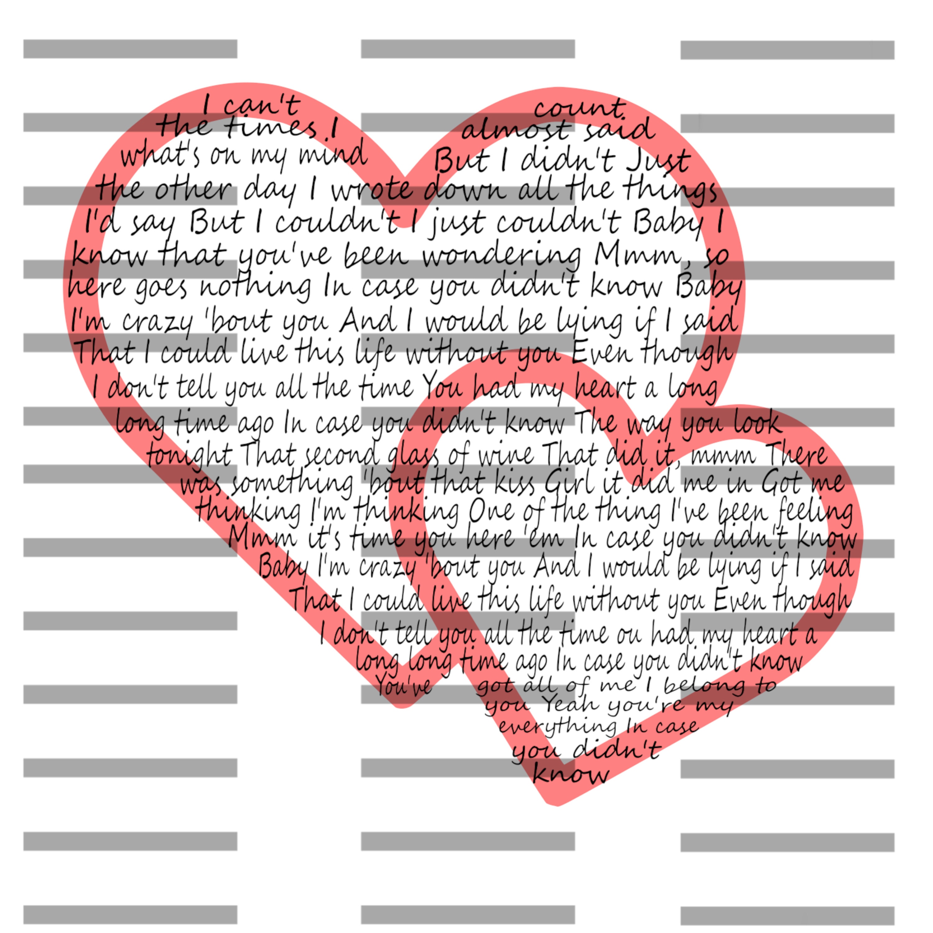 In Case You Didn't Know Song Lyrics Heart Digital Image | Etsy