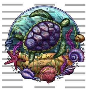 Ocean Sea Turtle With Aquatic Frame Digital Image PNG, Waterslide ...