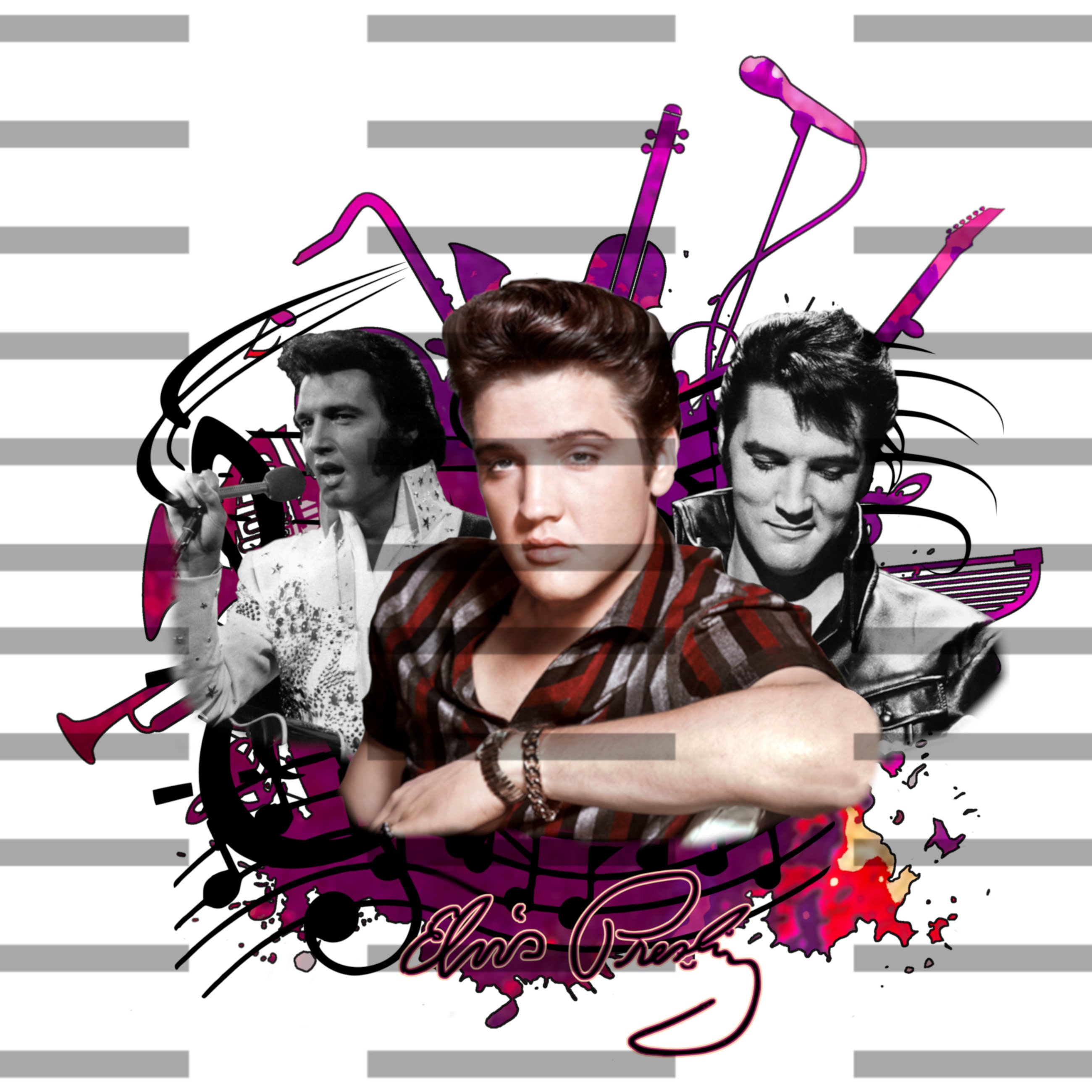 Elvis Presley Collage Digital Image PNG Waterslide - Etsy