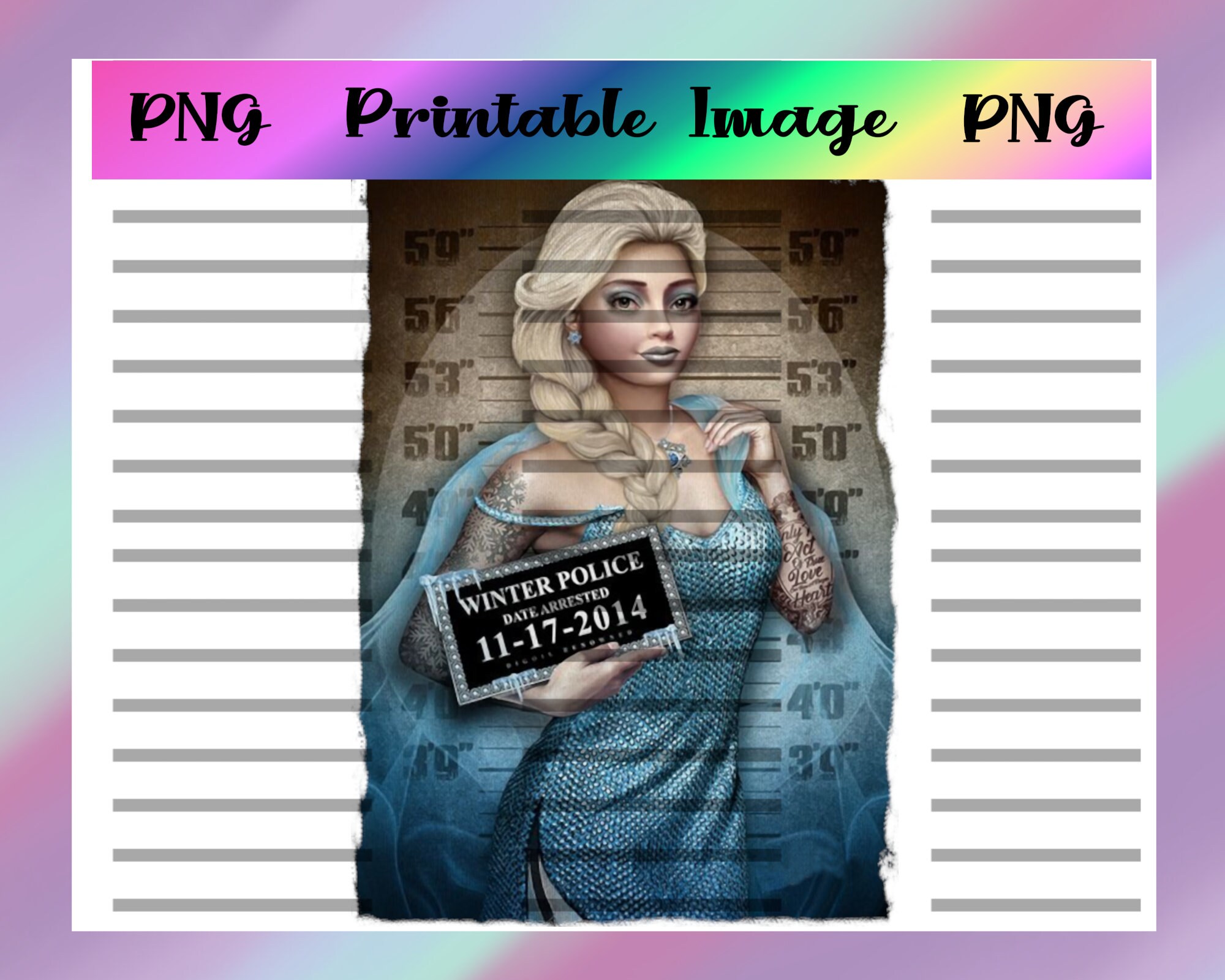 Jailed Elsa Frozen Princess Digital Image PNG Waterslide | Etsy