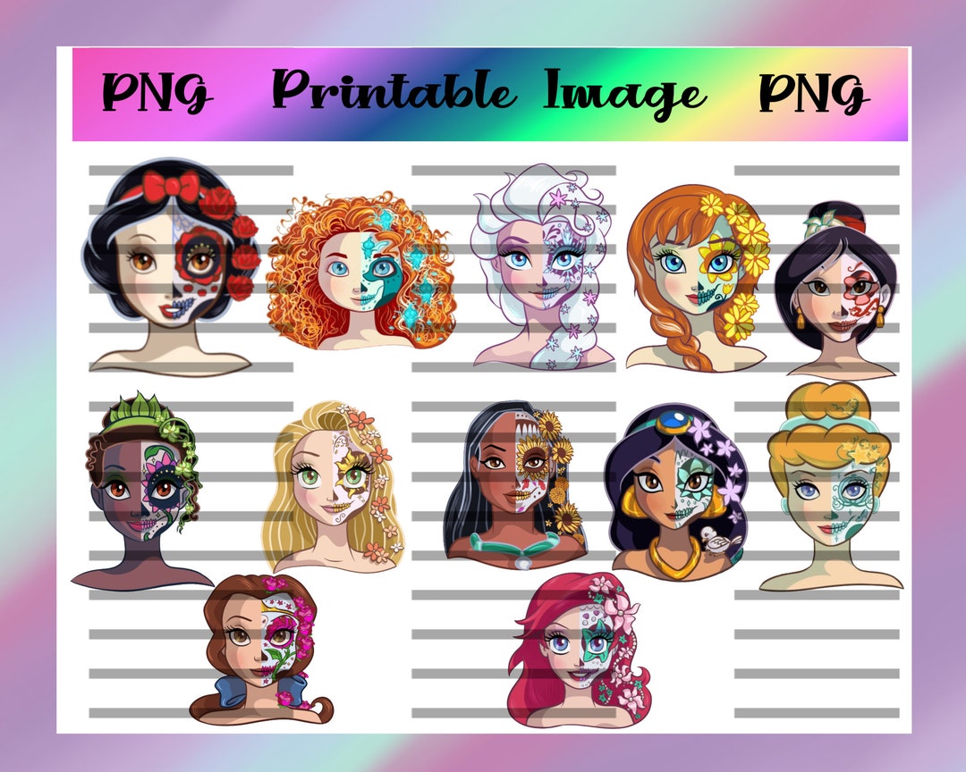 Princess Sugar Skull Mashup Digital Image PNG, Waterslide, Sublimation ...