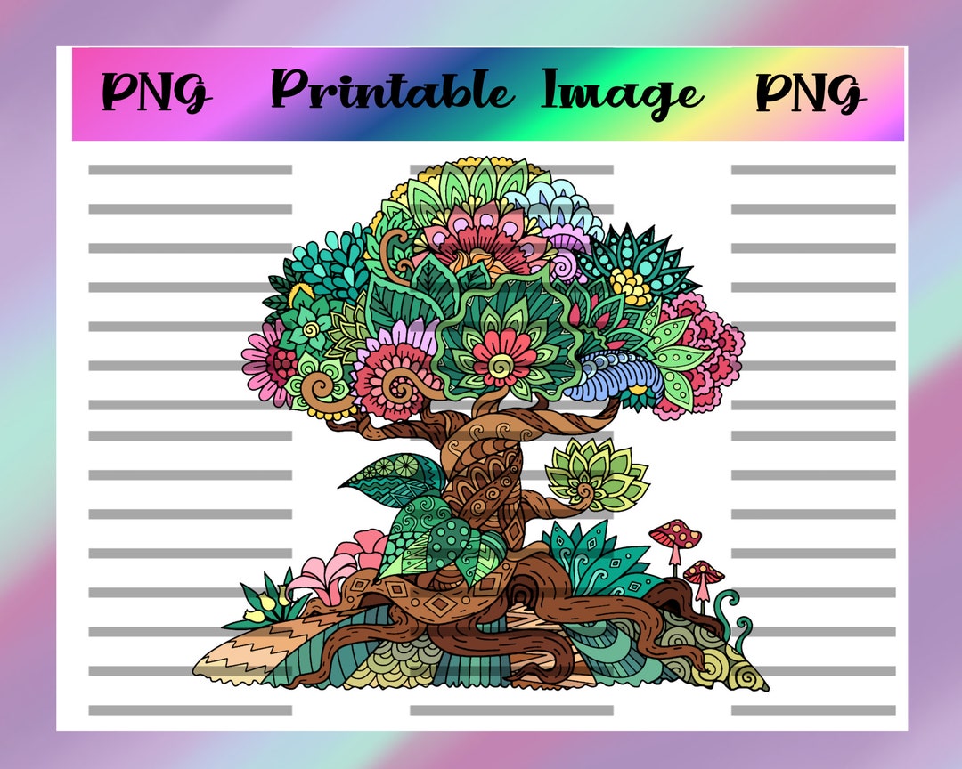 Beautiful Zentangle Tree of Life Digital Image PNG, Waterslide ...