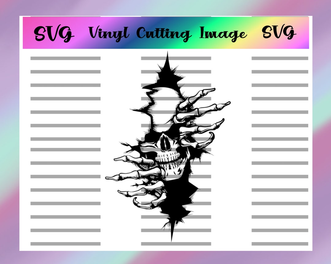 Skull Ripping Through Decal Digital Cut File SVG, Waterslide ...
