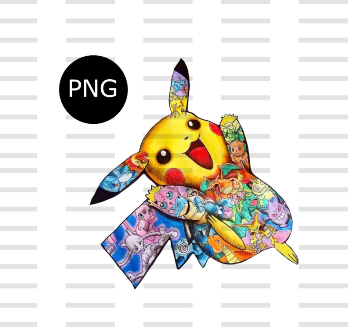 Character Mashup Digital Design Pikachu PNG Waterslide - Etsy