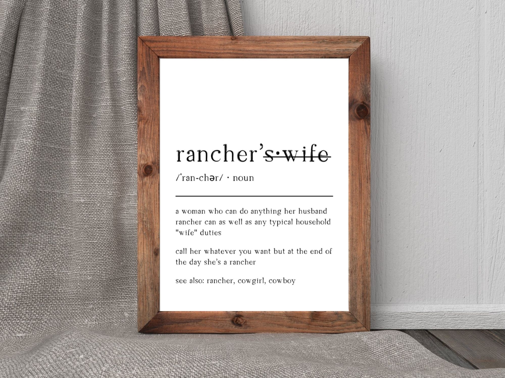 Rancher and Rancher's Wife Definition Set | Western Wall Art Farmhouse ...