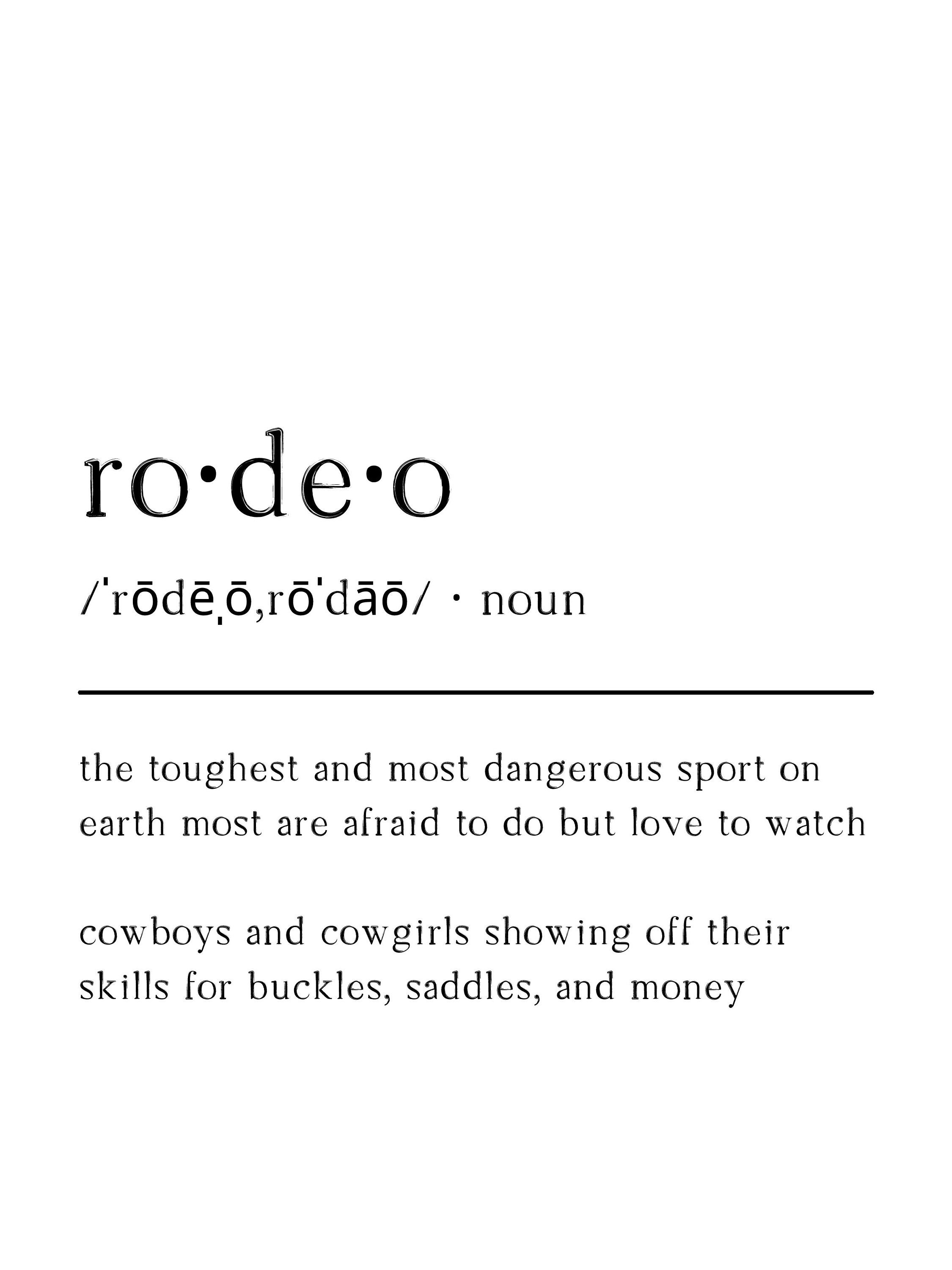 Rodeo Definition | Western Wall Art Print Cowboy Farmhouse Quote Poster ...
