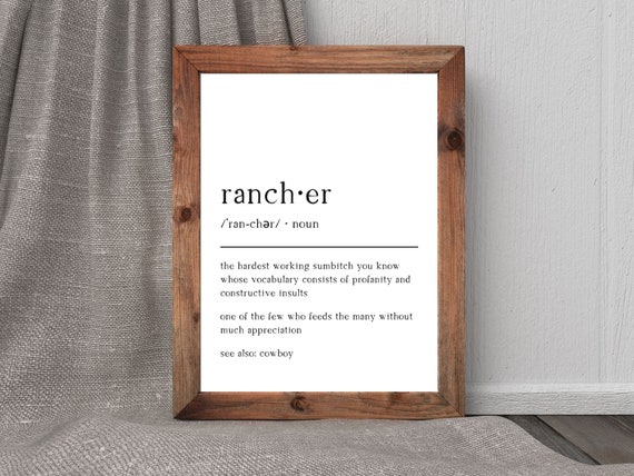 Rancher Definition Western Wall Art Print Farmhouse Quote | Etsy