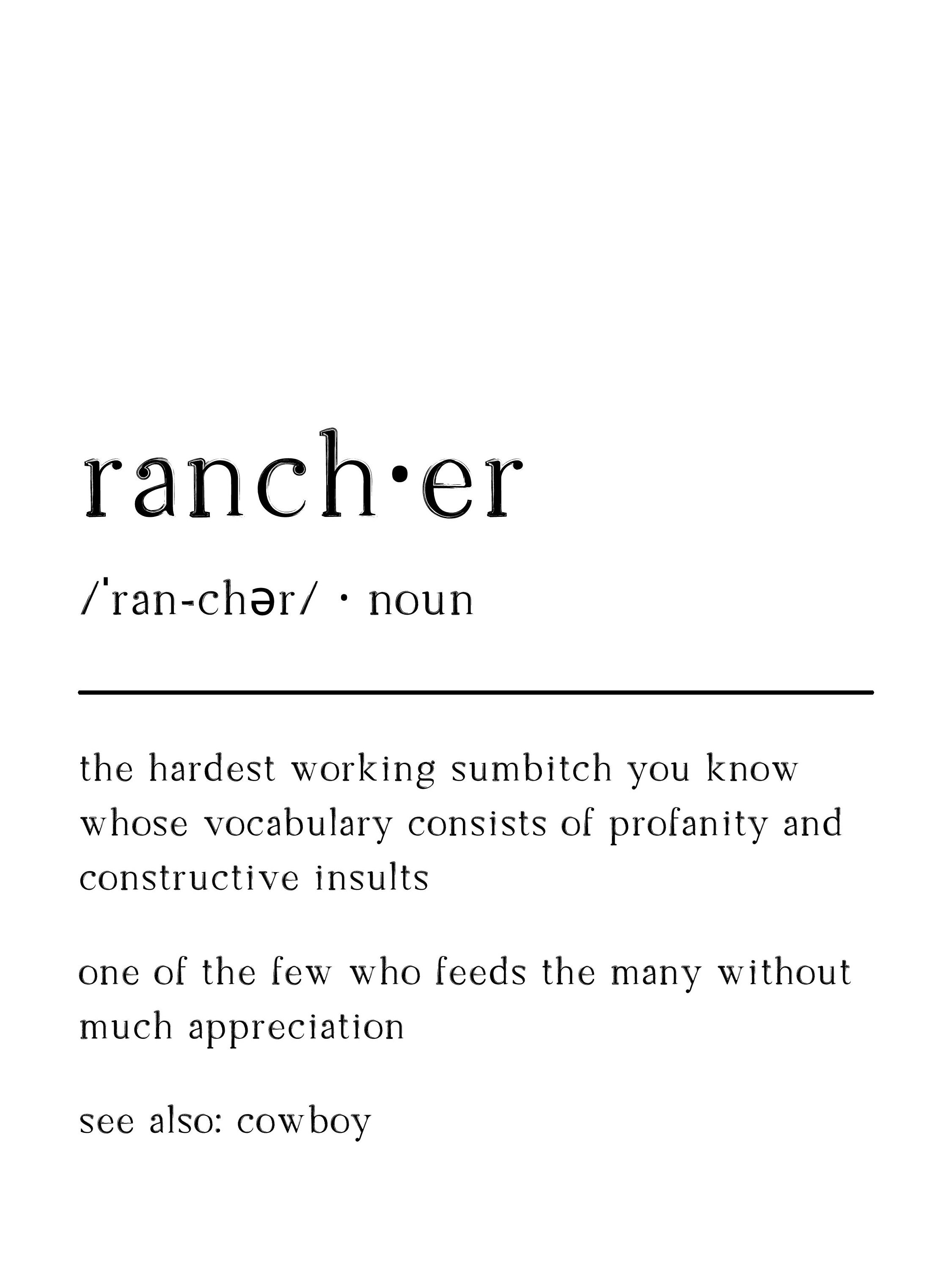 Rancher and Rancher's Wife Definition Set Western Wall - Etsy