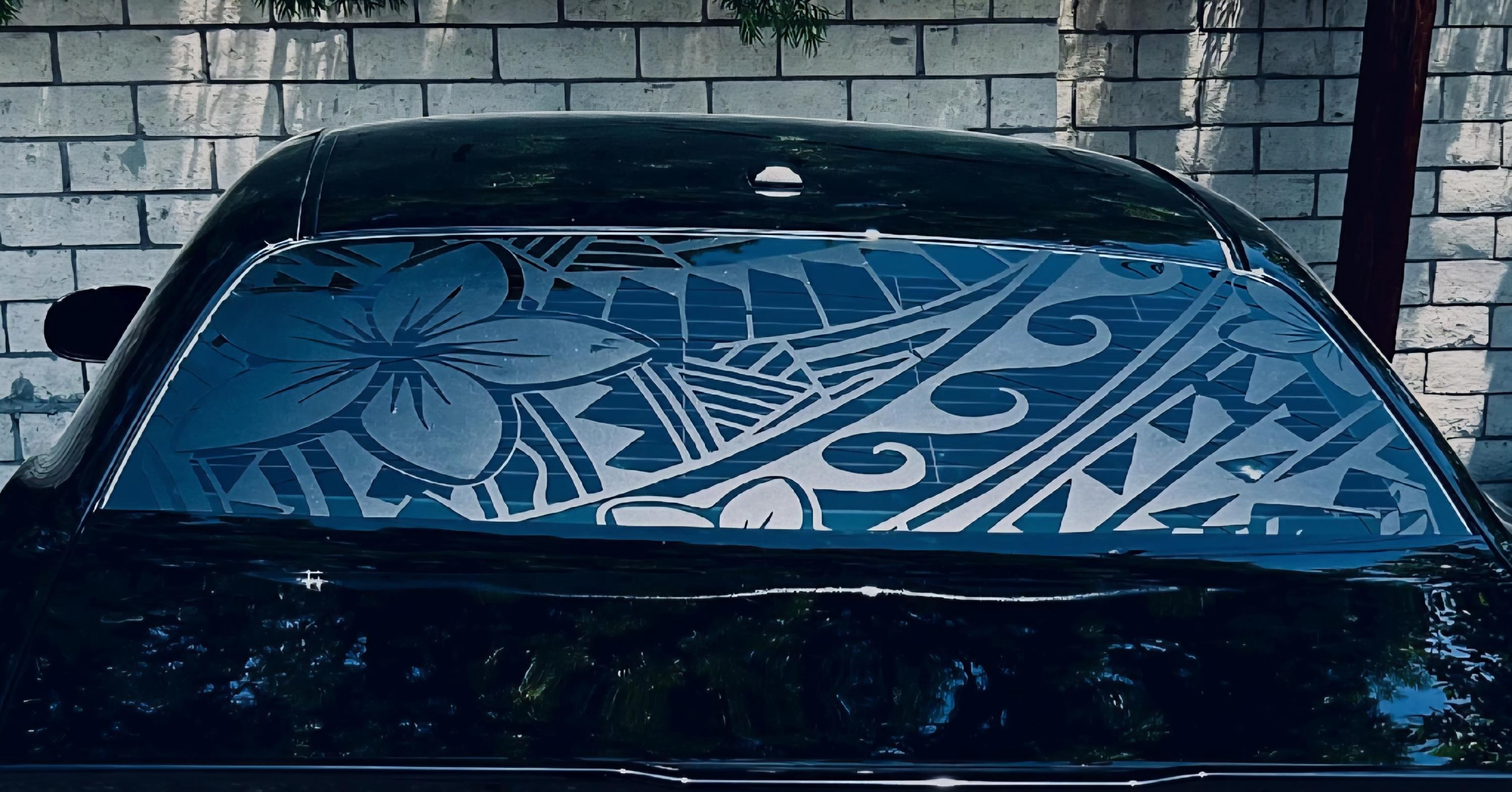 Polynesian Tribal Flower Car Decal, Hibiscus Flower Window Sticker for ...