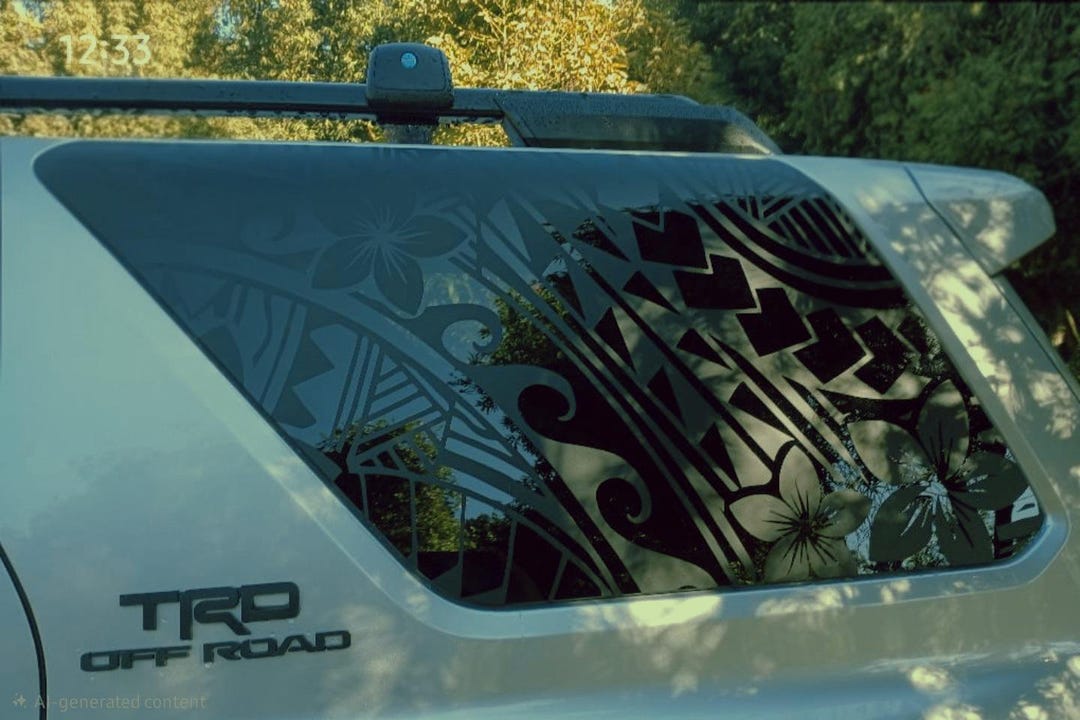 Polynesian Tribal Flower Car Decal, Hibiscus Flower Window Sticker for ...